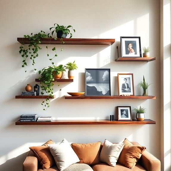 24 Creative Floating Shelves Living Room Ideas - Interiorshape | Best ...
