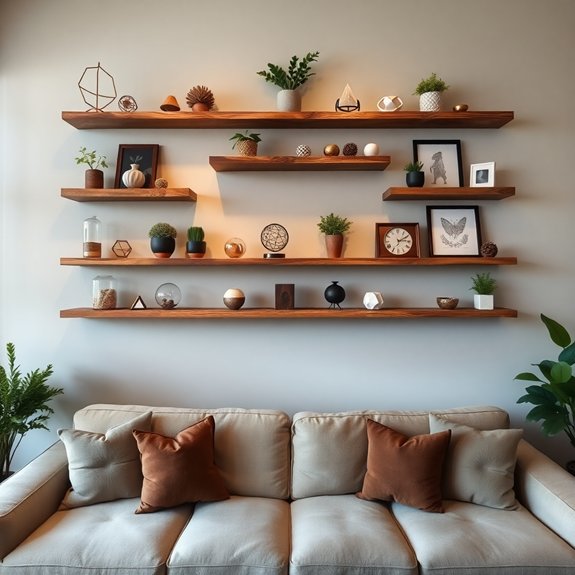 24 Creative Floating Shelves Living Room Ideas - Interiorshape | Best ...