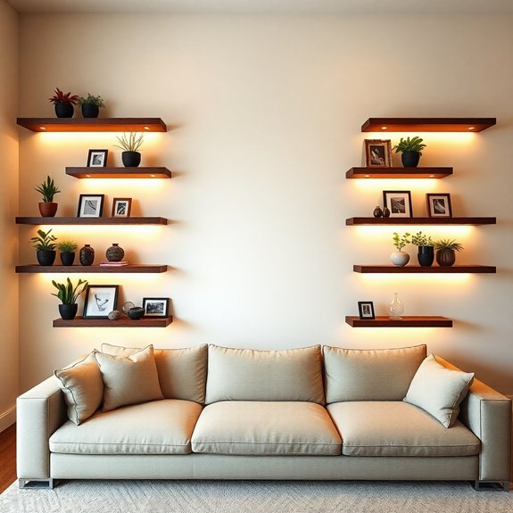 24 Creative Floating Shelves Living Room Ideas - Interiorshape | Best ...